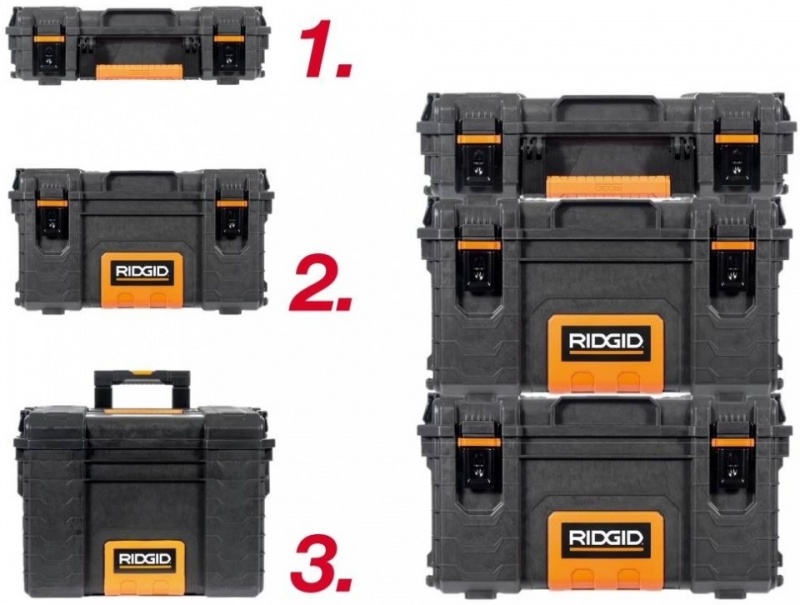 3 PIECE SET RIDGID Professional Tool Storage Box Organizer Portable ...